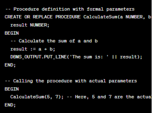 Difference Between Actual And Formal Parameters In PL/SQL - VIVA DIFFERENCES